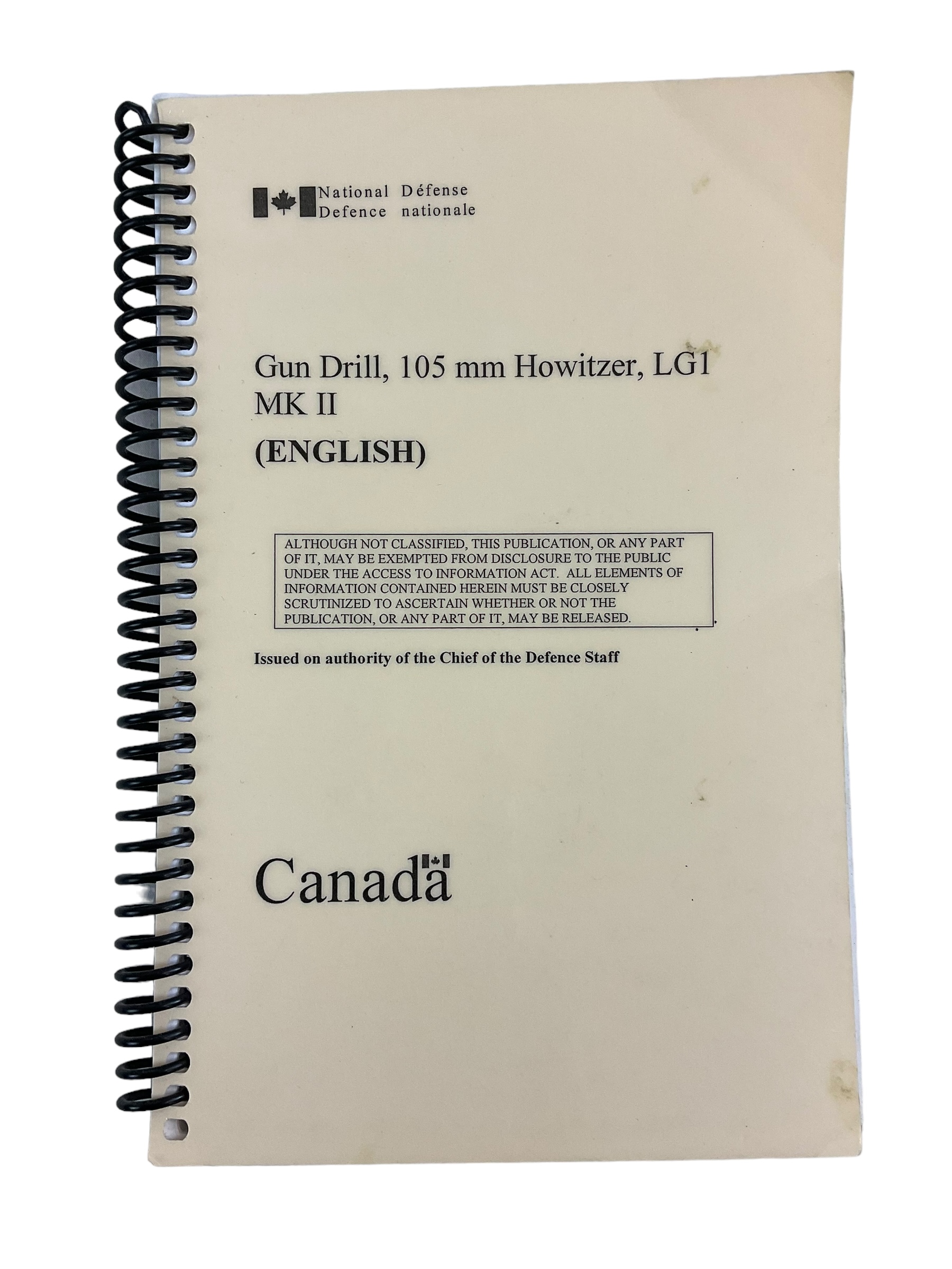 Canadian Forces Gun Drill 105 mm Howitzer LG1 MK 2 Softcover Reference Book - Military Antiques ...