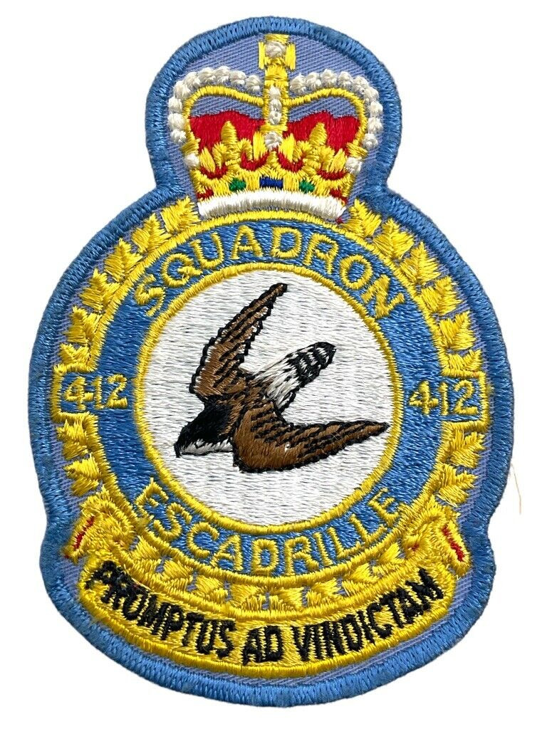Canadian Forces RCAF 412 Squadron Heraldic Colour Crest Patch Vintage - Military Antiques Toronto
