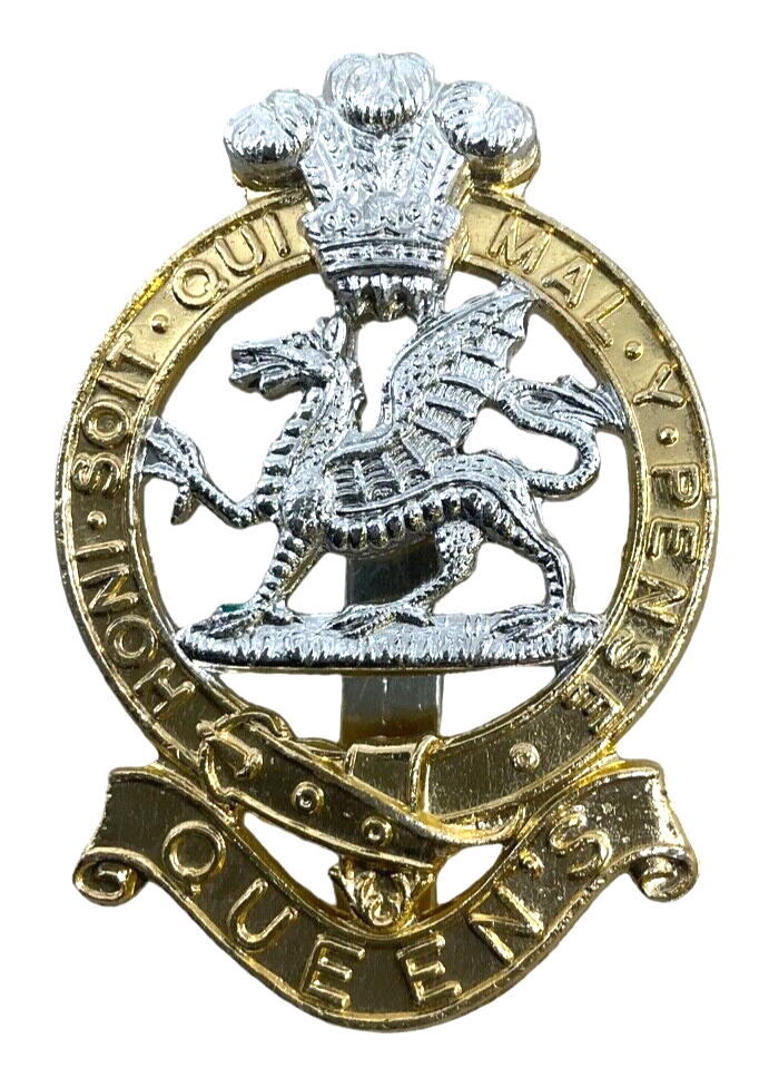 British The Queens Regiment Staybrite Cap Badge - Military Antiques Toronto