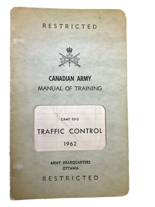 Canadian Army Traffic Control 1962 Manual Soft Cover Reference Book ...