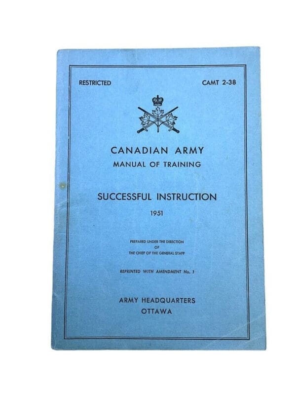 Canadian Army Successful Instruction 1951 Soft Cover Reference Book ...