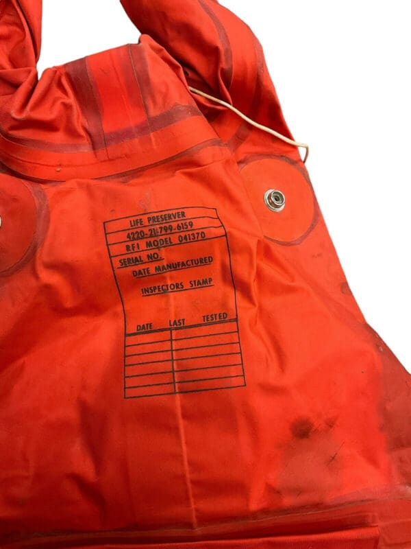 Canadian Forces RCAF Life Preserver 1974 Dated - Military Antiques Toronto