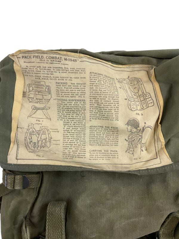 WW2 US Army Pack Field Combat 1945 Pattern OD Green - Military Antiques ...