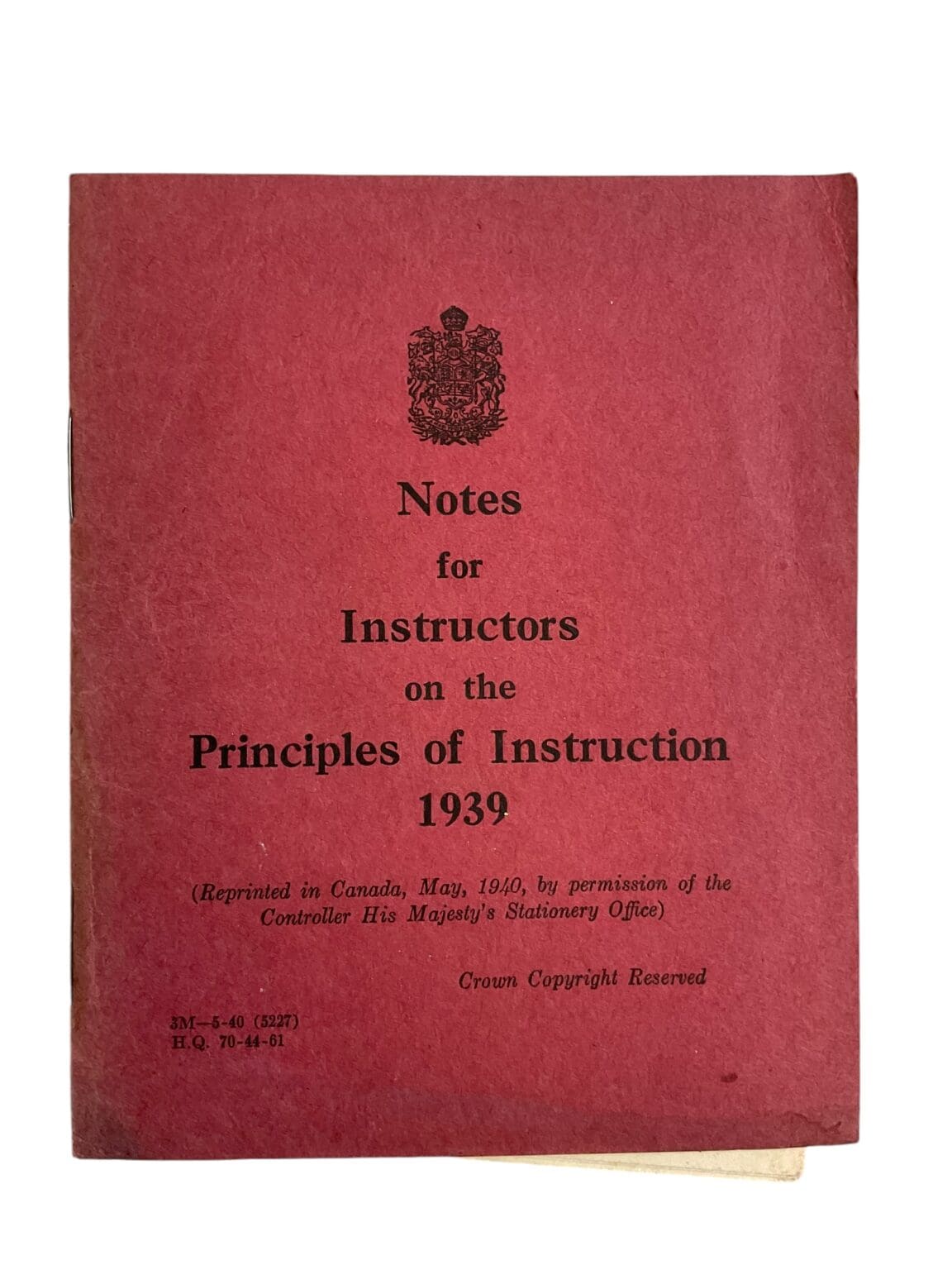 WW2 Canadian Army Principles Of Instruction 1939 Training Manual ...