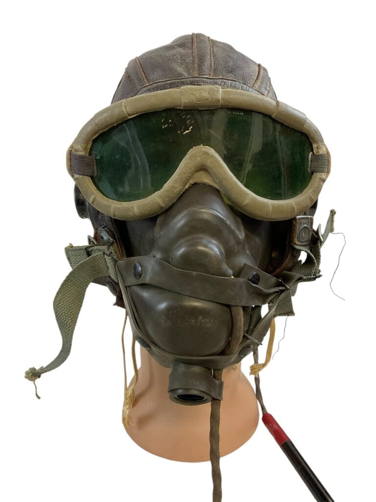 WW2 US USAAF A-11 Leather Pilots Helmet with A-14 Oxygen Mask Polaroid ...