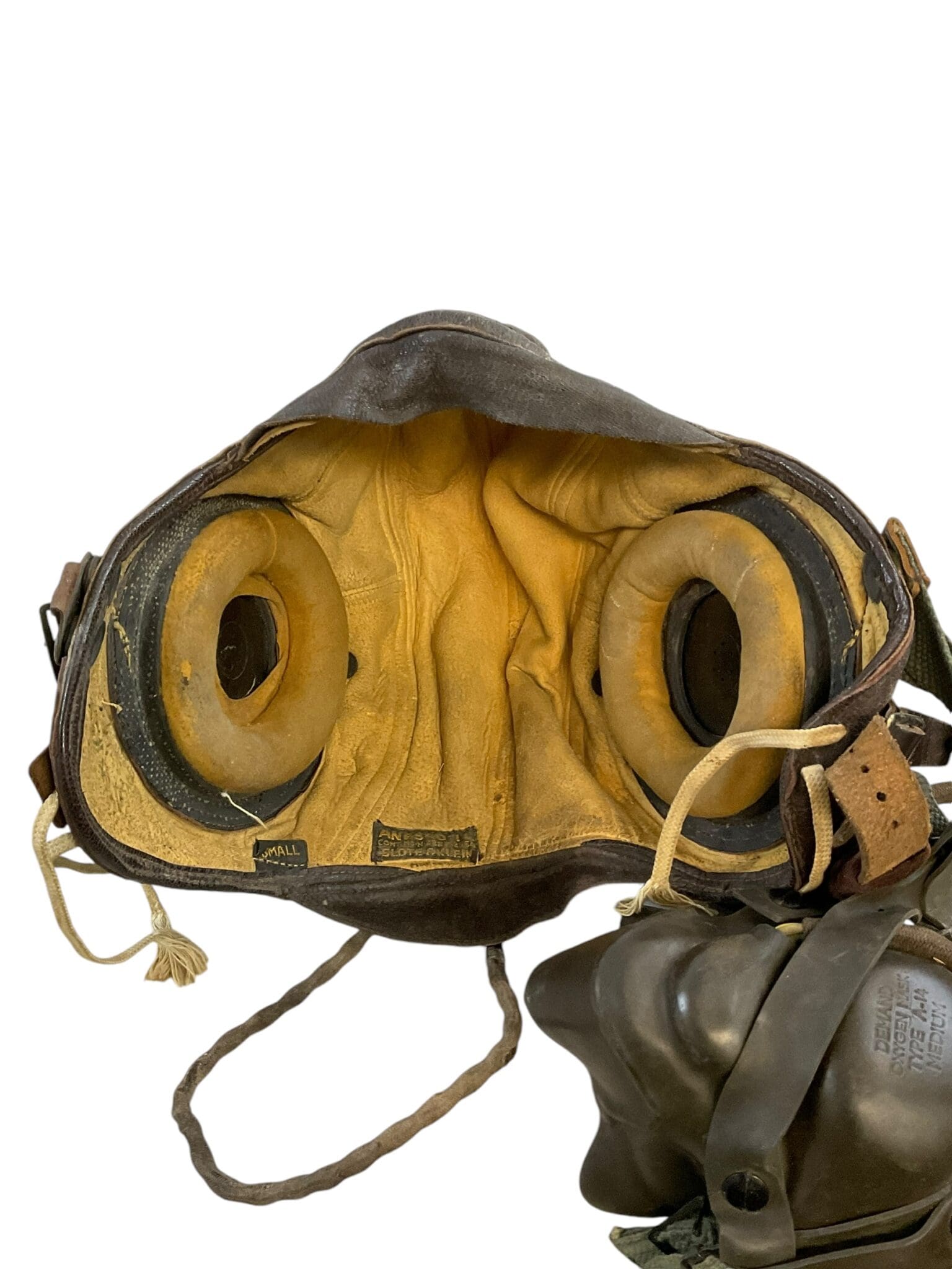 WW2 US USAAF A-11 Leather Pilots Helmet with A-14 Oxygen Mask Polaroid ...