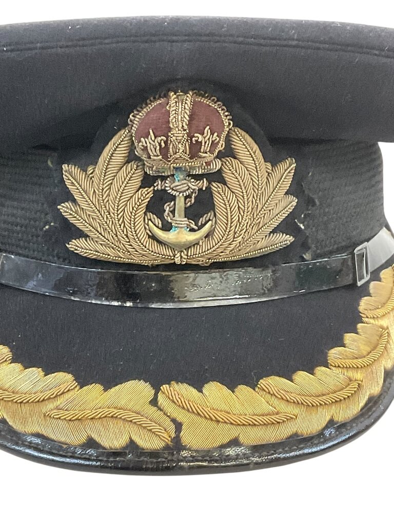 WW2 British Royal Navy RN Commodores Peak Cap Size 7 3/8 Named ...