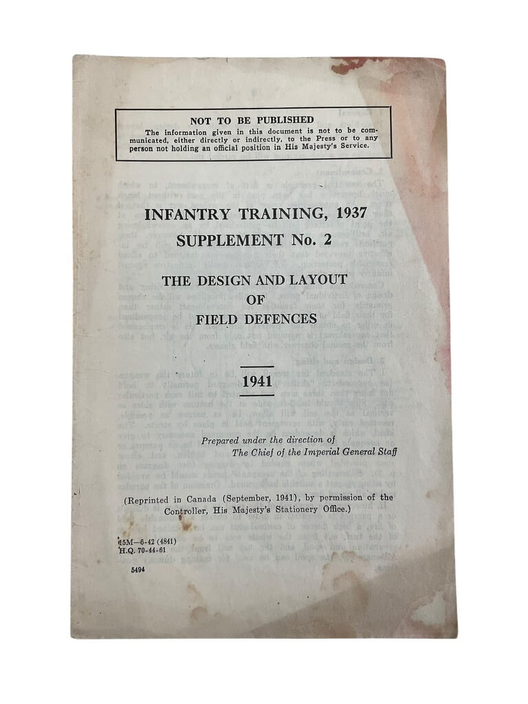WW2 Canadian Infantry Training Supplement No 2 Design and Layout Field ...