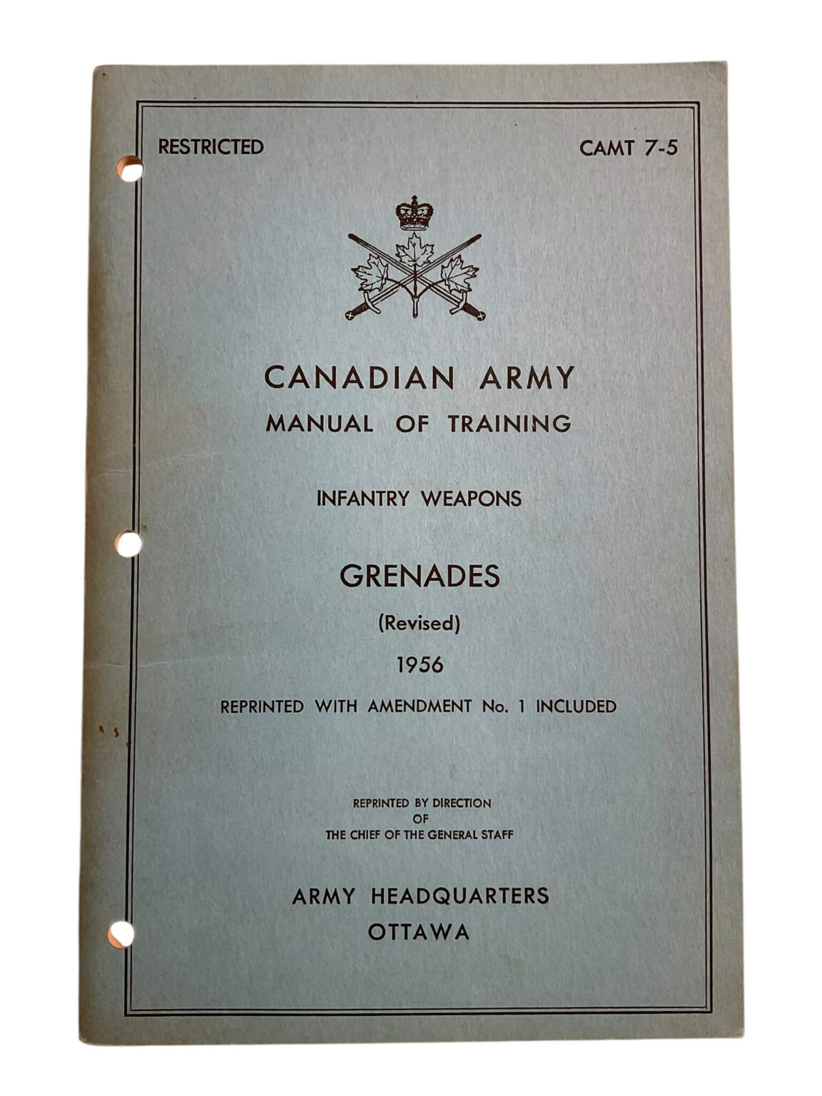 Canadian Army Infantry Weapons Grenades 1956 Used Softcover Reference ...