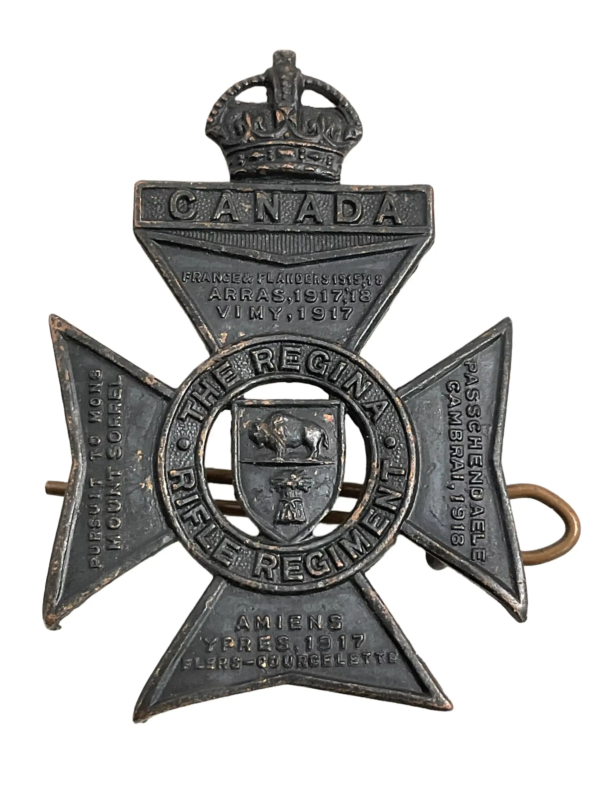 WW2 Canadian Regina Rifle Regiment Cap Badge - Military Antiques Toronto