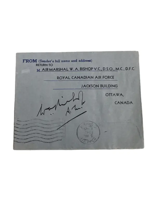 WW2 Canadian RCAF Letter Signed by Billy Bishop VC - Military Antiques ...